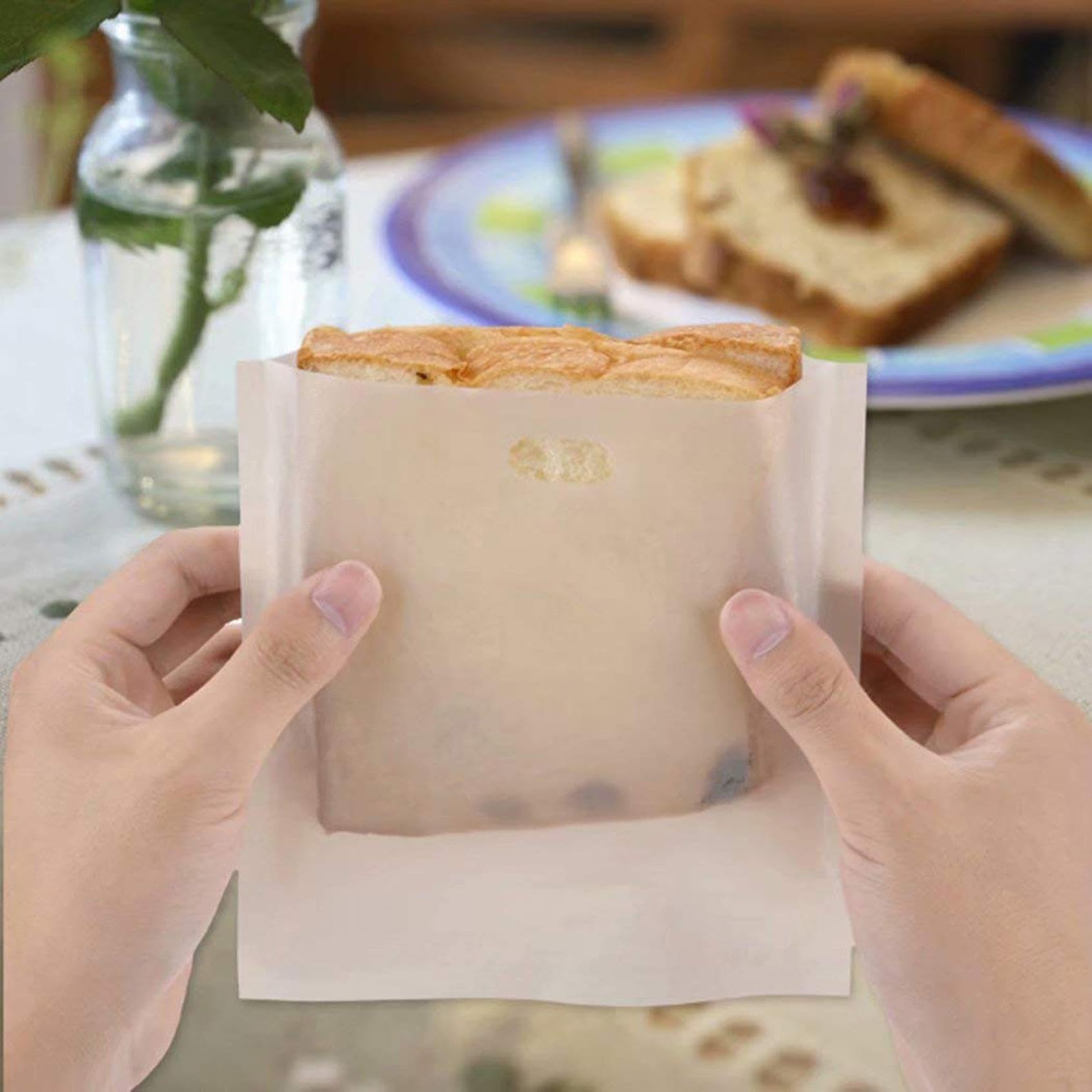 Generic Toaster Bags,Non Stick Reusable Toaster Bags,Washable Heat Resistant Sandwich Bag Pockets for Grilled Cheese,Pizza,Easy to Clean for Grilled Cheese (4), 6.5X6.4inch, Brown