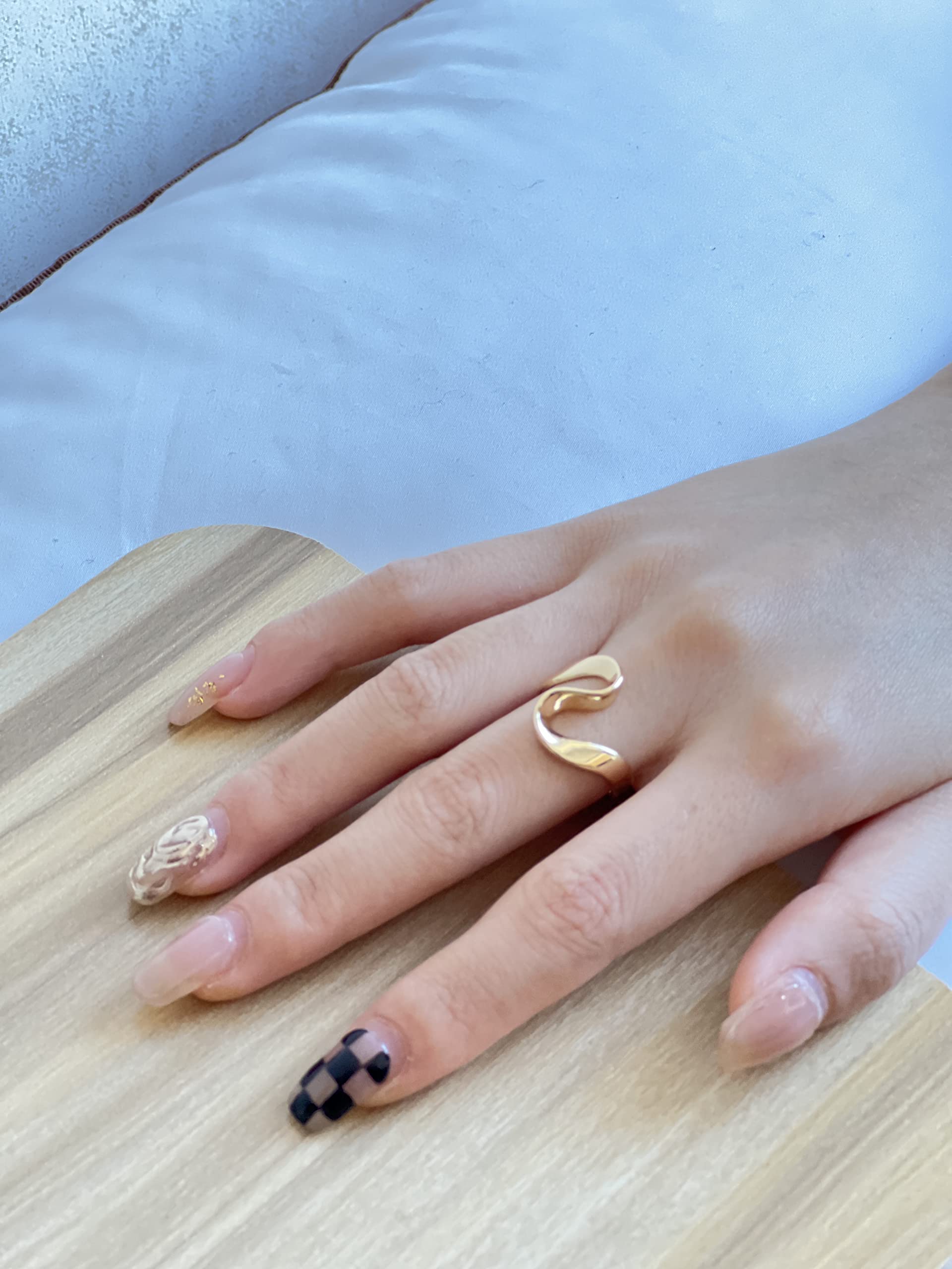 BLESSAIA Geometric open Rings - 18k Gold plated Adjustable Ring Vintage Irregular Gold Silver Geometric ring for Women and girls (GOLD)