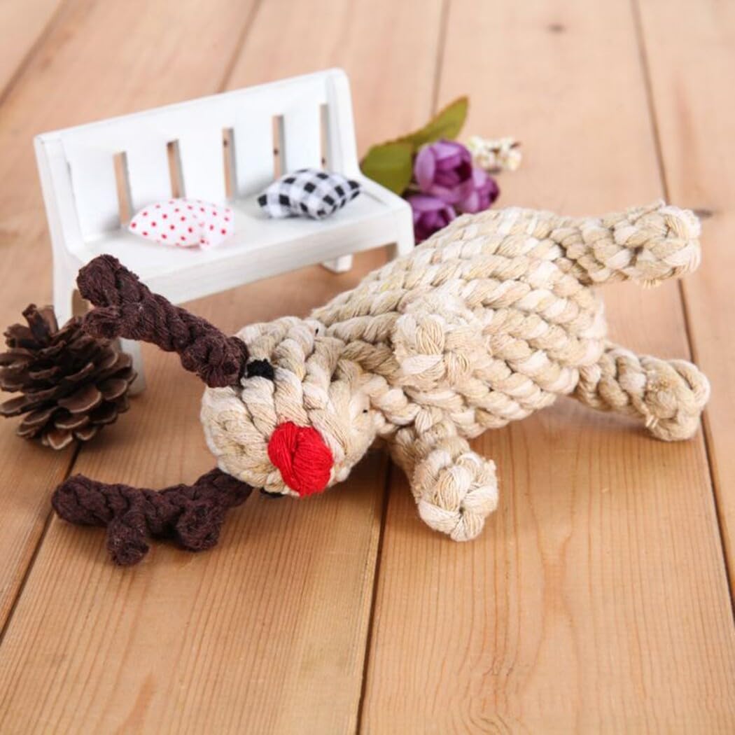 Interactive Reindeer Rope Chew Toy – Durable Puppy Dental Care Training Toy, Cute & Portable for Stress Reduction
