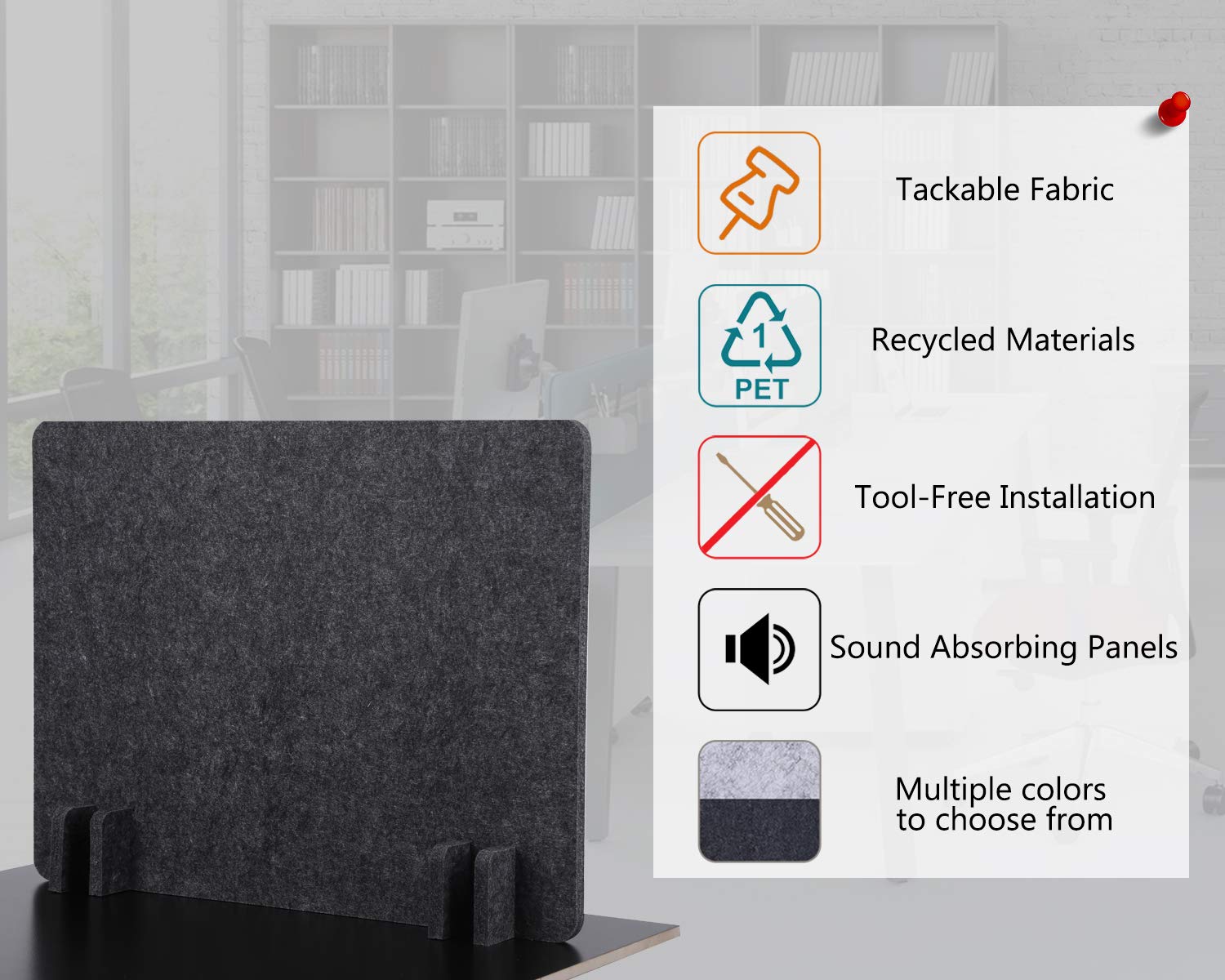BUBOS Acoustic Desk Divider,Lightweight Desk Mounted Privacy Panel,Sound Absorbing Cubicle Desk Dividers, Acoustic Partitions,Can Reduce Noise and Visual Distractions(21x 16inch (2Pack, Sesame Black)