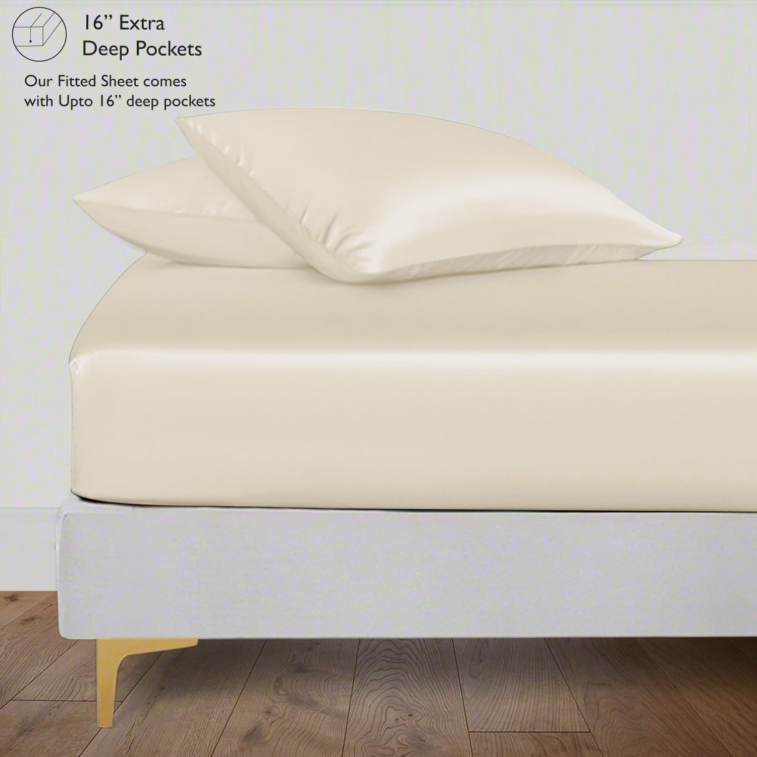 Linenwalas Tencel Lyocell Duvet Cover Set with Deep Pocket Fitted Sheet, Viscose Made from Eucalyptus Soft, Lightweight and Breathable Complete Bedding Set (Ivory, King)