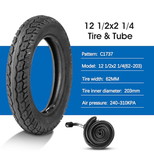 Heavy Duty 12.5x2.25 (12-1/2 x2-1/4) Tire & Inner Tube Set with Angled Valve Stem for Electric Scooters Razor Pocket Mod, Currie, Schwinn, GT, IZIP, eZip 2 Sets