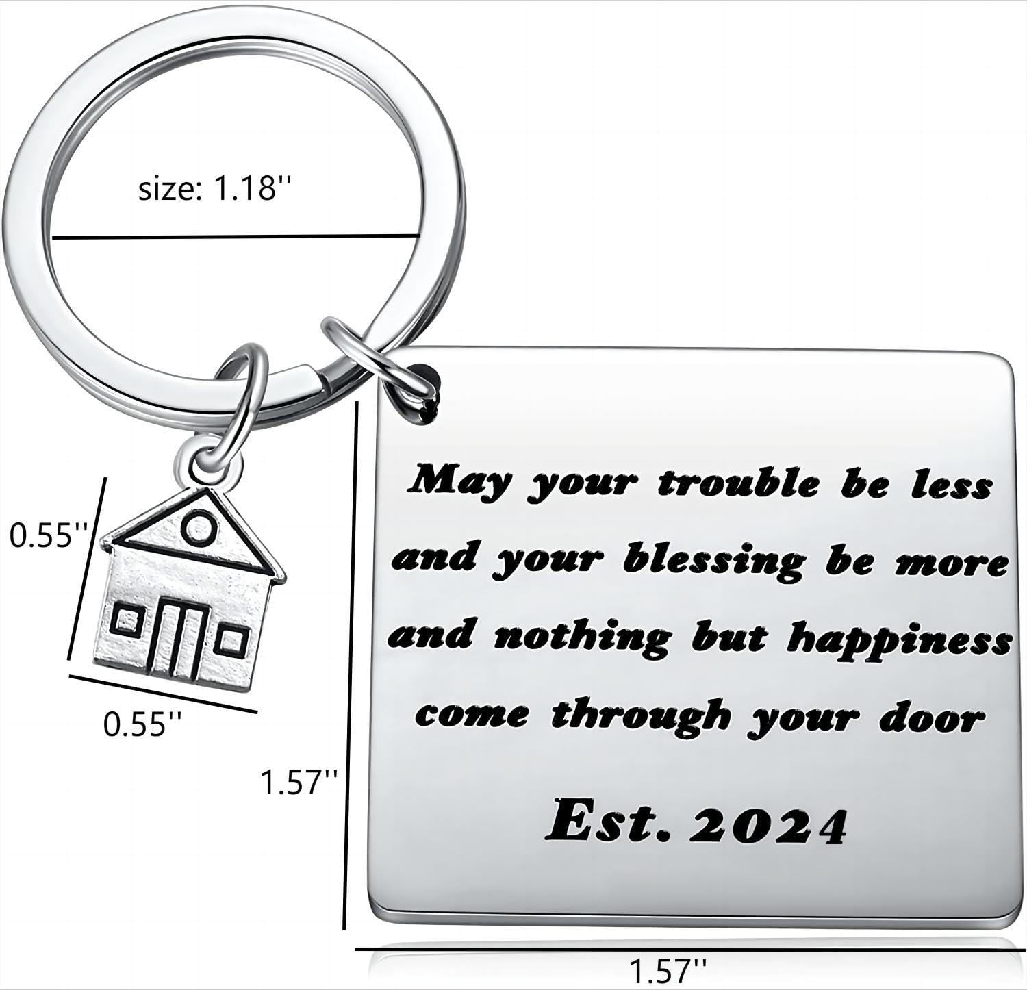 Blessing Housewarming Gift for New Homeowner Closing Gifts New Home Keychain Wedding Keyring Silver