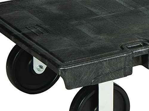 Rubbermaid 2-Shelf Plastic/Poly Mobile Utility Cart with Lockable Wheels, Black (RCP4441BLA)