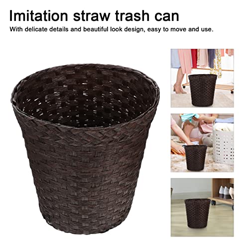 Ipetboom 1Pc Woven Baskets for Storage, Laundry Basket Bathroom Trash Can Garbage Can Small Trash Can Wicker Baskets Blanket Basket Storage Baskets Paper Rattan Basket for Home, Coffee