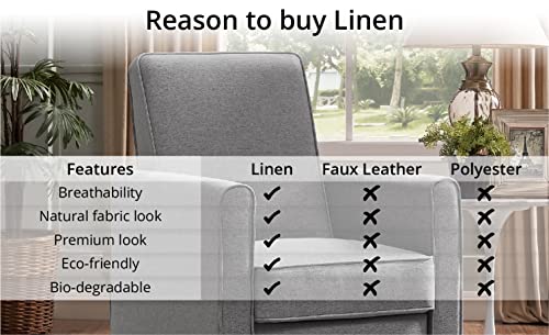 Landon Manual Pushback Recliner Chairs, Customizable Comfort in a Compact Design Reclining Chair, Small Recliners for Small Spaces with Adjustable Footrest, Linen Push Back Recliner Chair β Dark Gray