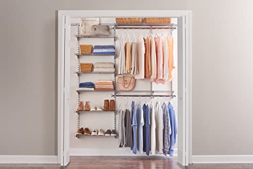 Rubbermaid Configurations Deluxe Custom Closet Kit, 3-6 Ft. Adjustable Metal Wire Shelving, Titanium Finish, Expandable Organization System, Hardware Included, for Home Closet/Pantry/Laundry/Mudroom