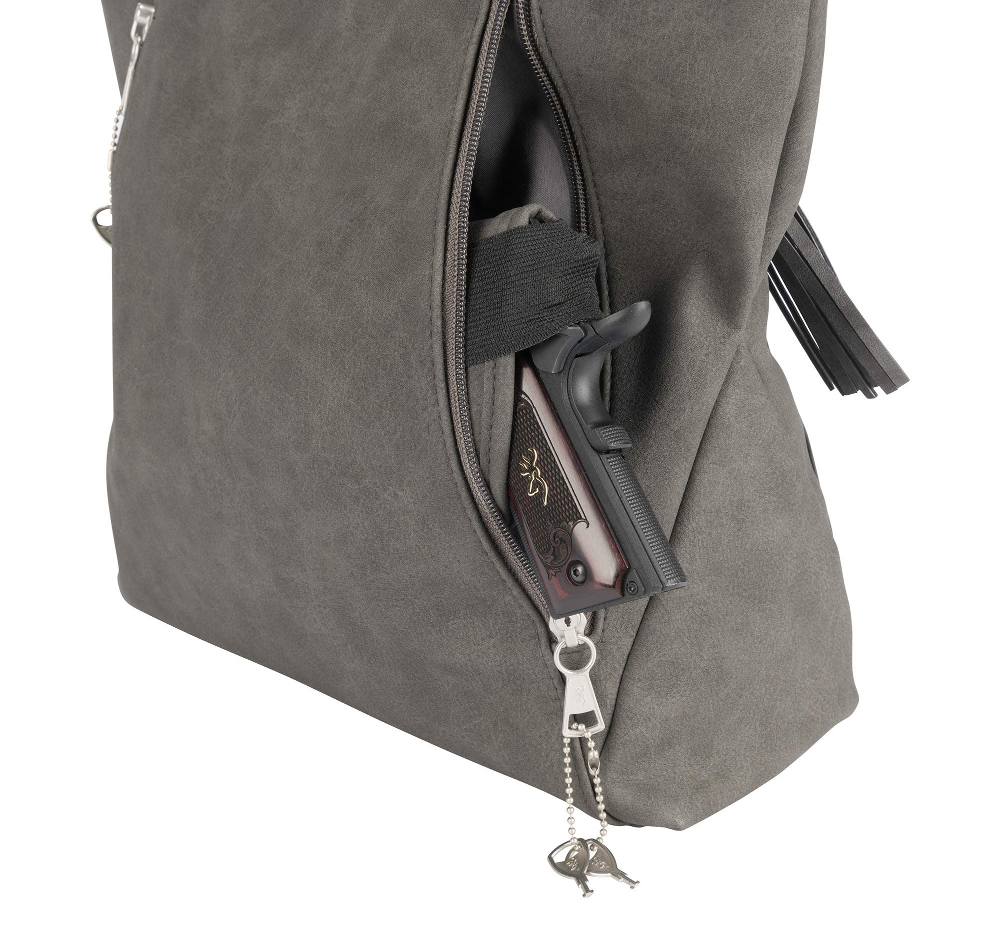 Browning Concealed Carry Purse, Premium Holstered Handbag with Safety Locking Option, Alexandria (Charcoal)