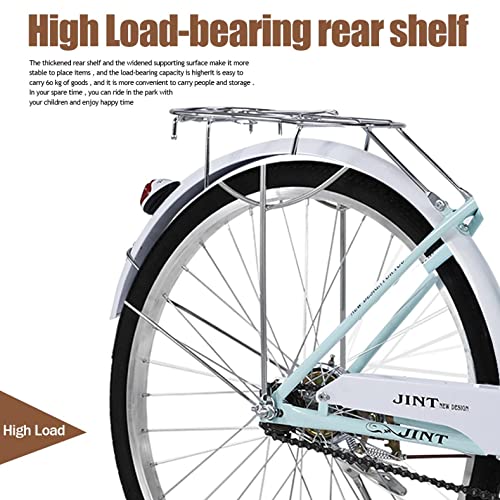 CRX 26" Beach Cruiser Bicycle - 26-Inch Single Speed Bicycle Womens Comfort Bikes Beach Cruiser Bike Single Speed Retro-Styled with Rear Rack Small Steel Step-Through Frame for School Live Students
