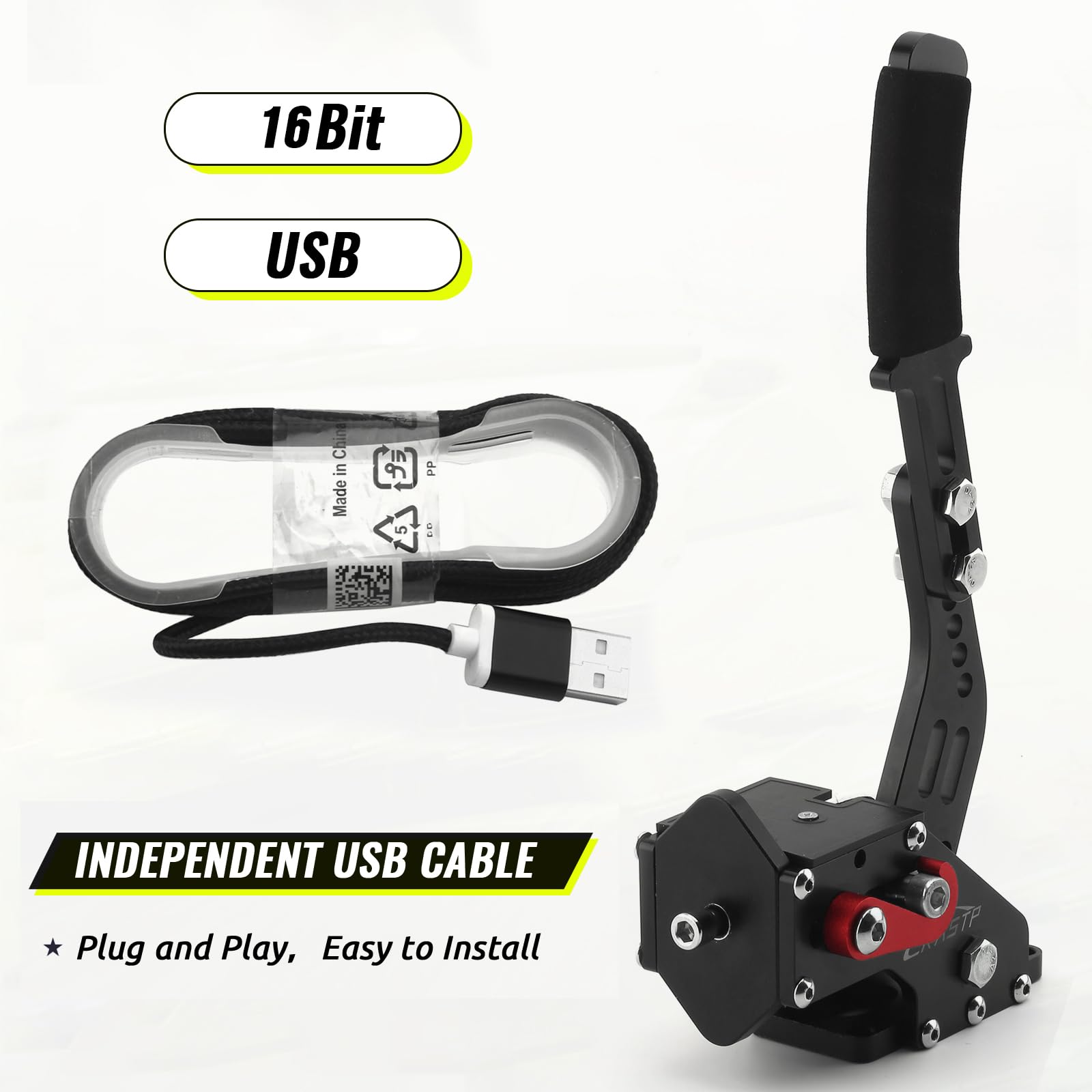 RASTP 64Bit PC USB Handbrake for SIM Racing Games Logitech G27 G25 G29 T500 T300 FANATECOSW LFS DIRT RALLY.2,Black,Without Clamp