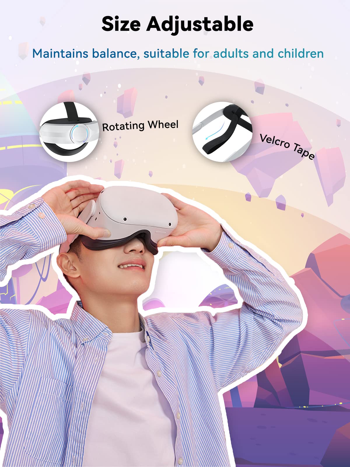 CNBEYOUNG 6000mah Battery Pack Head Strap Compatible with Meta Oculus Quest 2, Adjustable Elite Strap Accessories Extended 4hrs Extra Playtime, Adapt to The Official and Most 3rd-Party Carrying Case