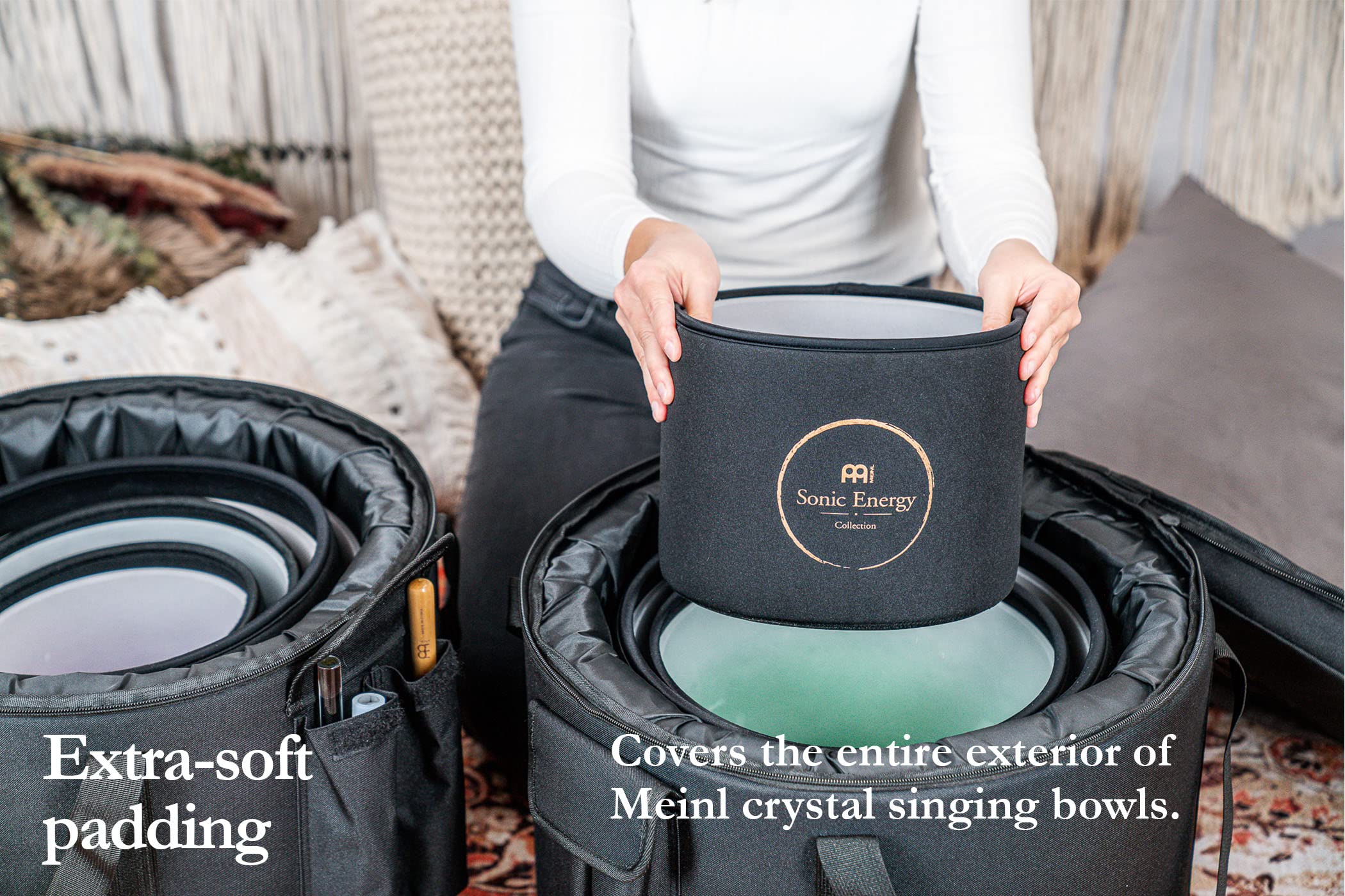 Crystal Singing Bowl Protective Padded Sleeve Set, 6 Piece Set Including 8", 9",10", 11", 12" and 13" Diameters