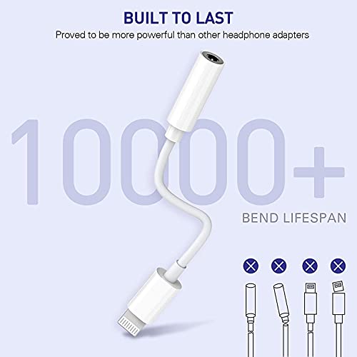 iPhone Headphone Jack Adapter, 2 Pack Lightning to 3.5 mm Earbuds Converter Aux Earphones Cable Audio Connector Cord Compatible with iPhone 12/SE/11/XR/Xs/X/8/iPad/iPod