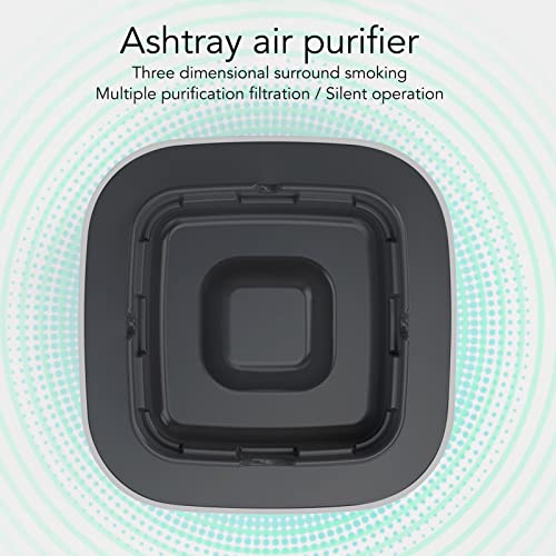 Negative Ion Air Fresher, Smokeless Ashtray One Button Operation Air Suction Structure Portable for Family (Grey)