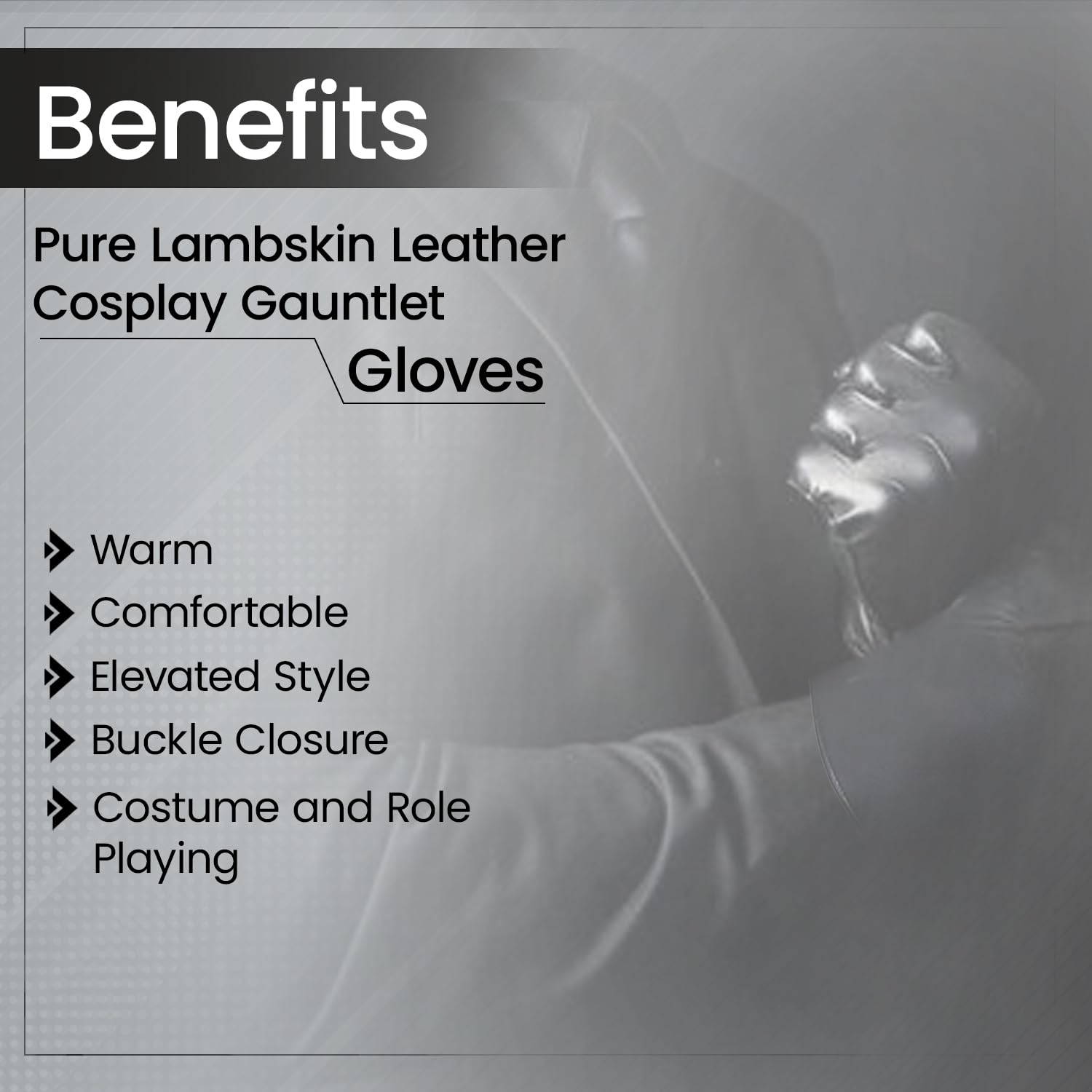 BlingSun BLUNGSUN Leather Gauntlet Gloves With Long Arm Cuff - Medieval Renaissance Gloves - Leather Cosplay Gloves (Black Large)