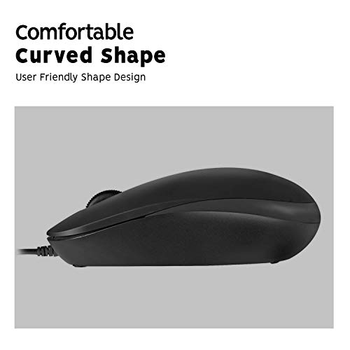 Perixx Perimice-201 Wired PS2 Optical 3 Button Mouse with 800 DPI and Illuminated Wheel, Black