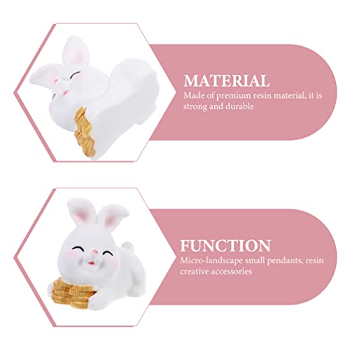 DECHOUS 10pcs Small Landscape Ornaments Zodiac Rabbit Figurine Zodiac Bunny Figurines Easter Bunny Figurines Car Dashboard Ornament Fairy Decor Rabbit Year Decors Animal Display Resin