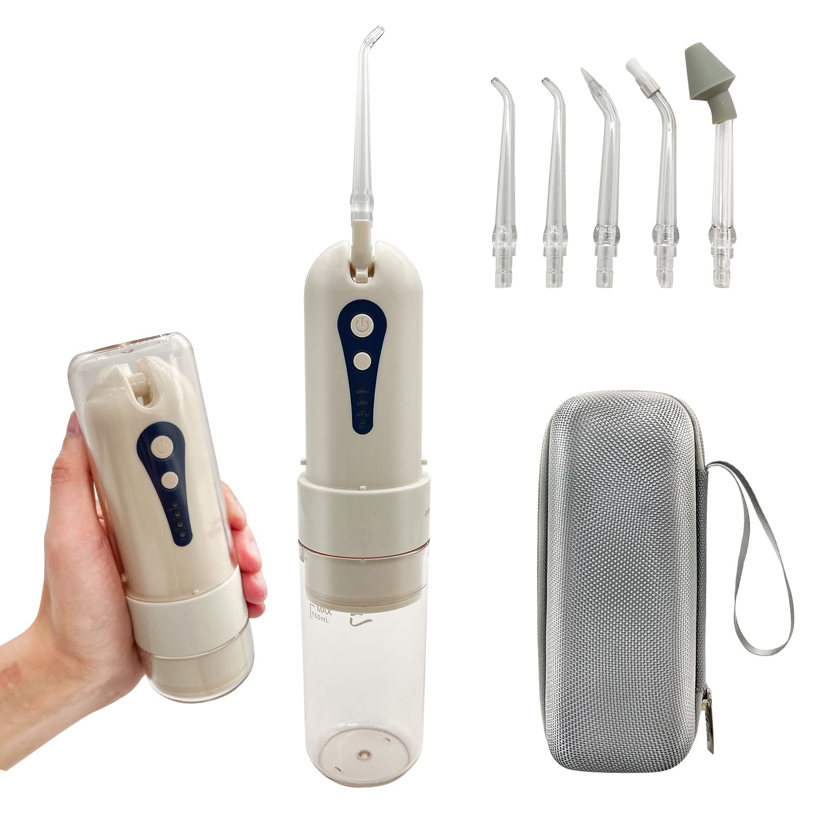 LEJOUR Water Flossers for Teeth,Cordless Water Dental Floss Folding Portable Oral Irrigator,Rechargeable Powerful Battery Life Water Dental Picks with 4 Modes 5 Jet Tips IPX7 Waterproof, Travel Bag