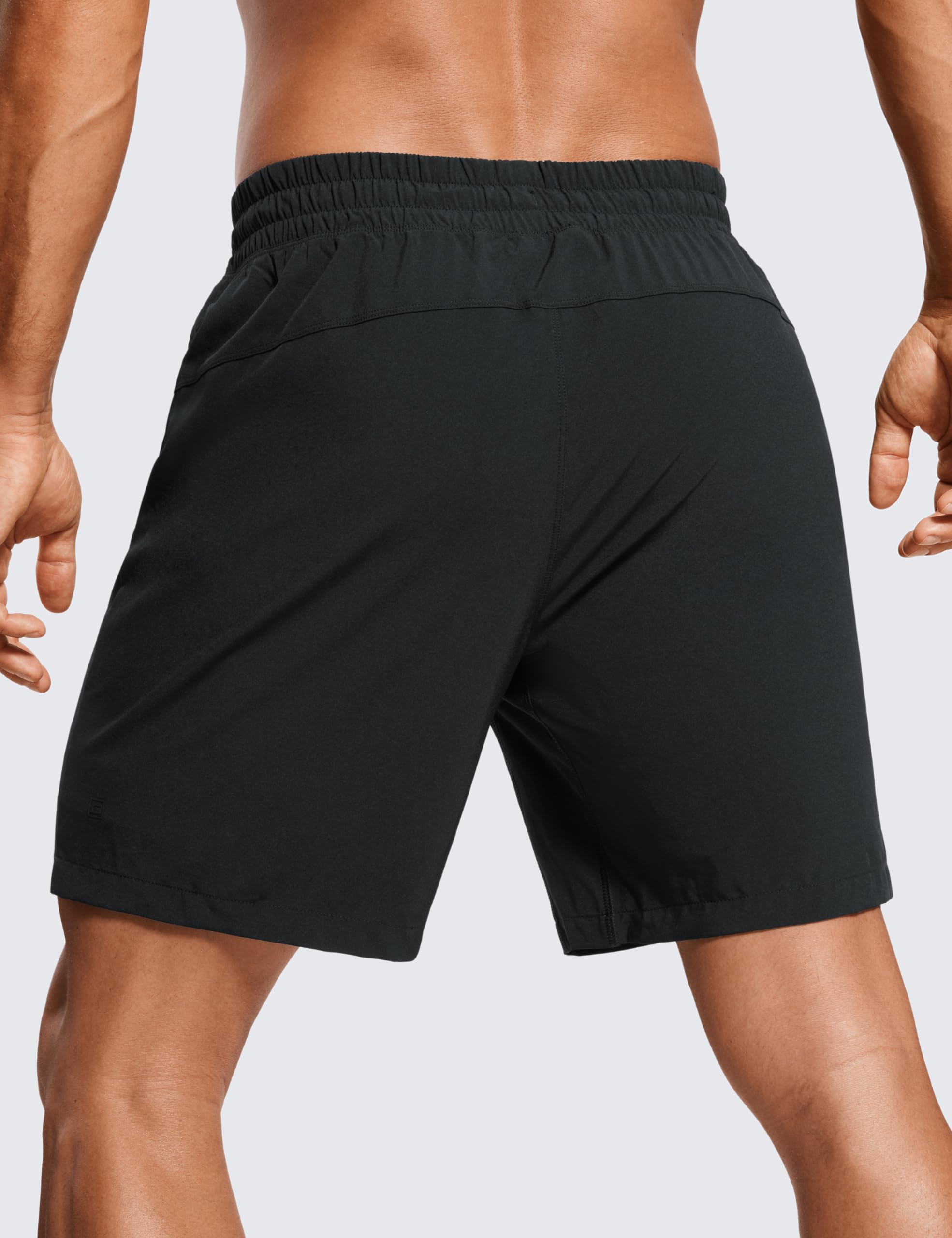 CRZ YOGA Men's 2 in 1 Running Shorts with Liner - 7'' Quick Dry Workout Sports Athletic Shorts with Pockets Black Medium