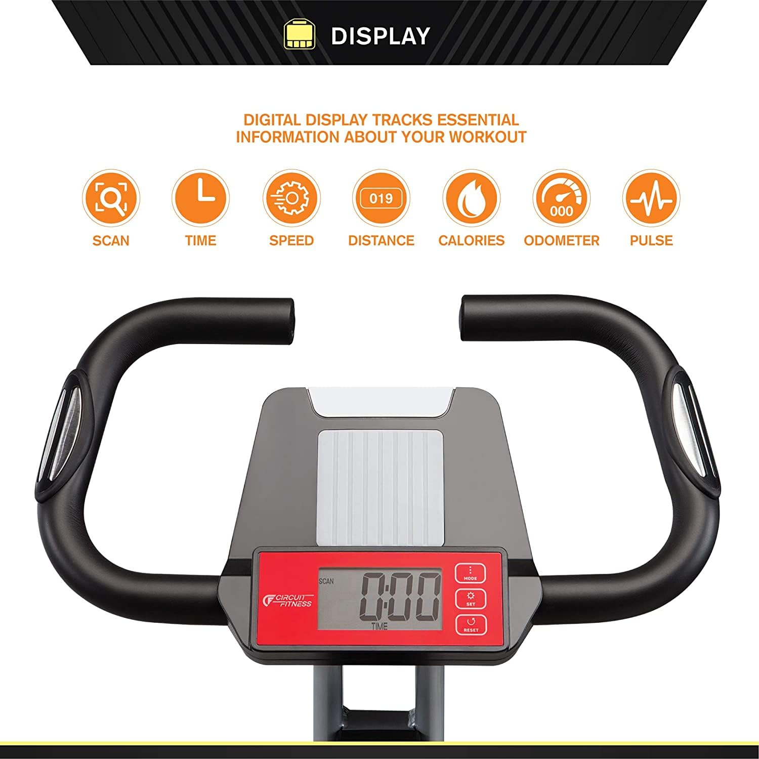 CIRCUIT FITNESS Circuit Fitness Folding Upright Exercise Bike with Adjustable Resistance 250 lb. Max. Capacity AMZ-150BK