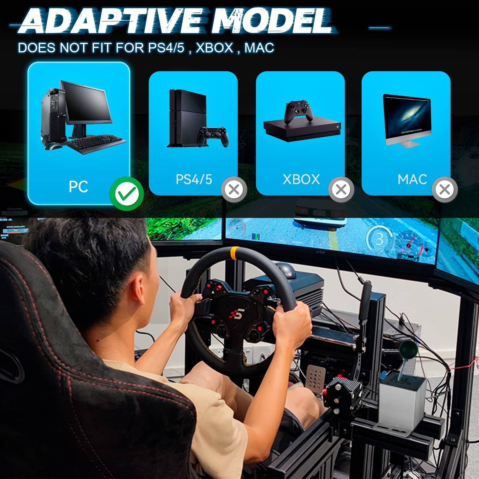 USB PC Handbrake with Clamp and USB H Gear Shifter for Logitech G25 G27 G29 T300RS/GT Steering Wheel PC Windows Sim Racing