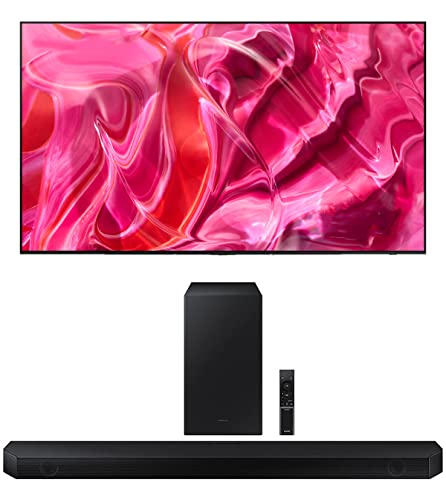 SAMSUNG QN55S90CAFXZA 55 Inch 4K OLED Smart TV with AI Upscaling with a HW-Q600B 3.1.2ch Soundbar with Dolby Atmos and DTS:X (2023)