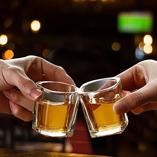 PARACITY Set of 2, Cool Shot Glasses with Heavy Base, Liquid Small Shot Glasses for Espresso Coffee Whiskey Vodka, Gift for Men, 2oz/60ml