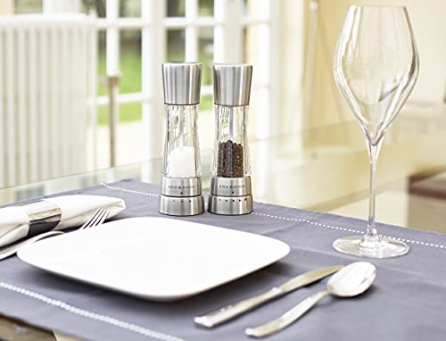 Cole & Mason H59408G Derwent Salt and Pepper Mills | Gourmet Precision+ | Stainless Steel/Acrylic | 190mm | Gift Set | Includes 2 x Salt and Pepper Grinders | Lifetime Mechanism Guarantee