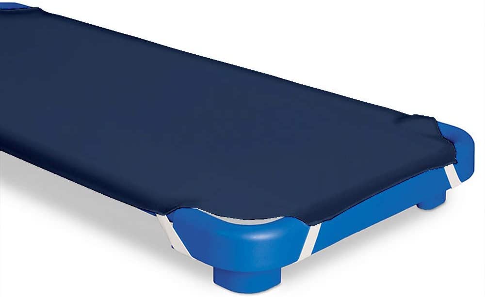 Daycare Cot Sheets for Toddler and Preschool -Daycare Cot Sheets -Poly Cotton Fabric- Pre-School Cot Sheet- Cot Bed Fitted Sheet, Indigo Blue, 22"x52" (Pack of 24)