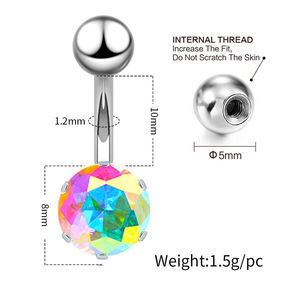 CSIYANJRY99 8 PCS Surgical Steel Belly Button Rings for Women CZ Navel Rings Belly Rings Belly Piercing