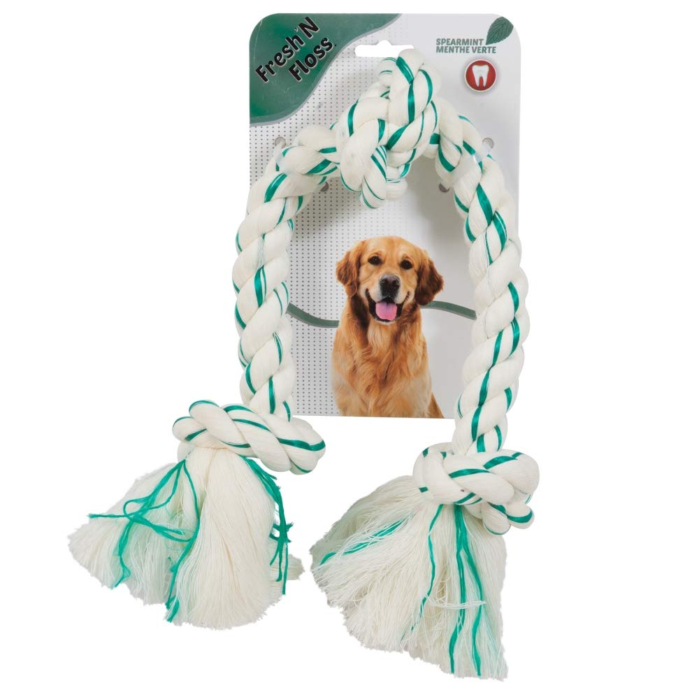 Petmate Booda Fresh N Floss 3 Knot Tug Rope Dog Toy, Large, Spearmint