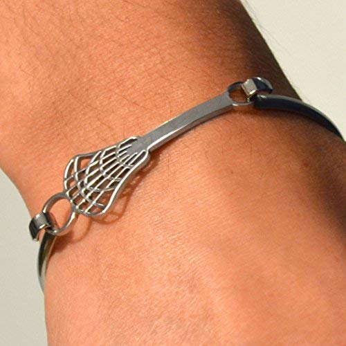 ChalkTalkSPORTS Lacrosse Bangle Bracelet | Stainless Steel | Hypo-Allergenic | Lacrosse Stick
