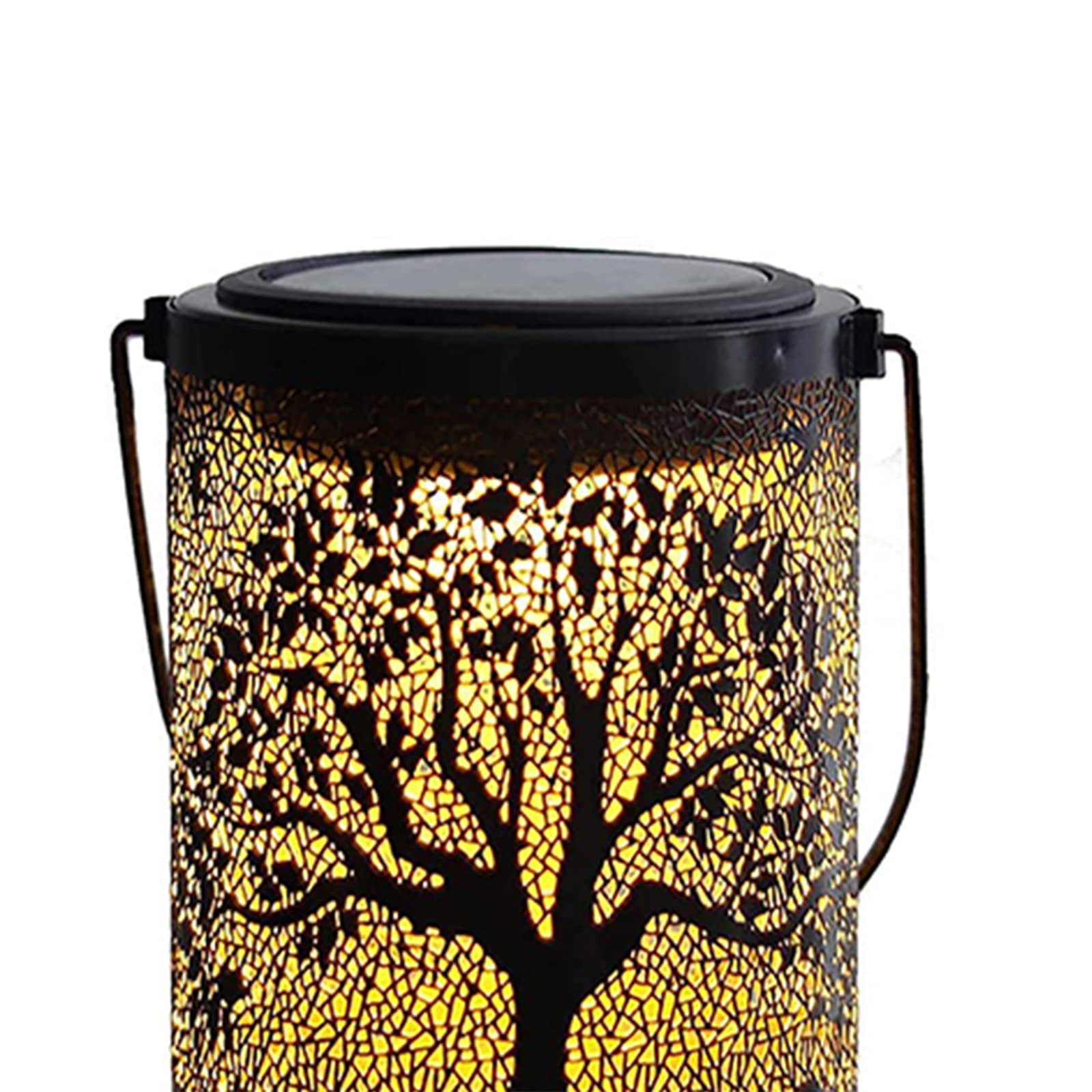 Ruiqas Solar Light Energy Saving Lamp Indoor Outdoor Hollow- Out Leaves Bucket Light Waterproof Lamp for Patio Garden Home Decoration