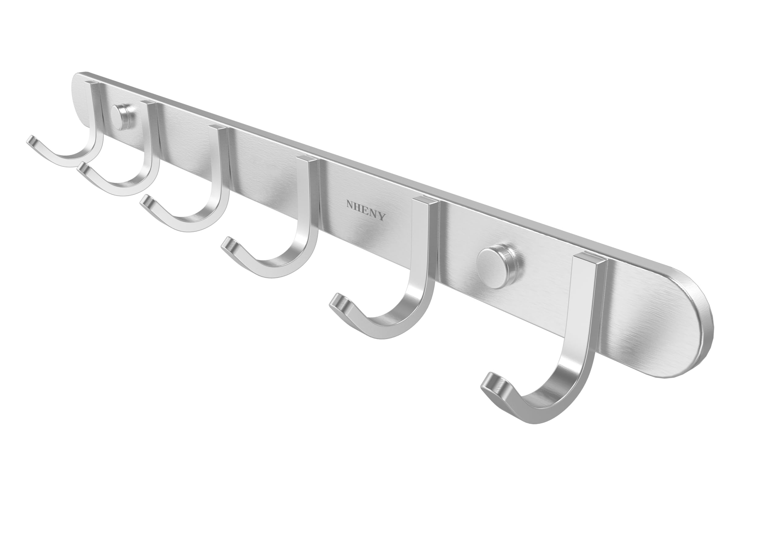 NHENY Hat and Coat Wall Mount Rack 6 Hooks for Robes, Bags, Keys, and Towels Bathroom Towel Hanger Organizer, 304 Stainless Steel Brushed Nickel