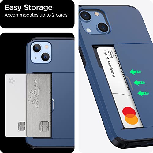 harusaki ππππ π‘ππͺ for iPhone 14 Case with Card Holder, Wireless Charging Compatible iPhone 14 Wallet Case, Slim Shockproof iPhone 14 Case Wallet (Blue)