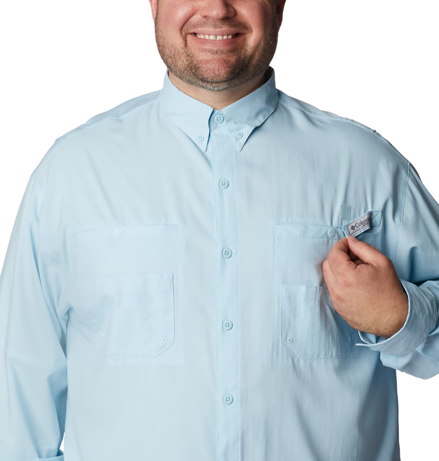 Columbia Men's PFG Tamiami II UPF 40 Long Sleeve Fishing Shirt, Spring Blue, Medium