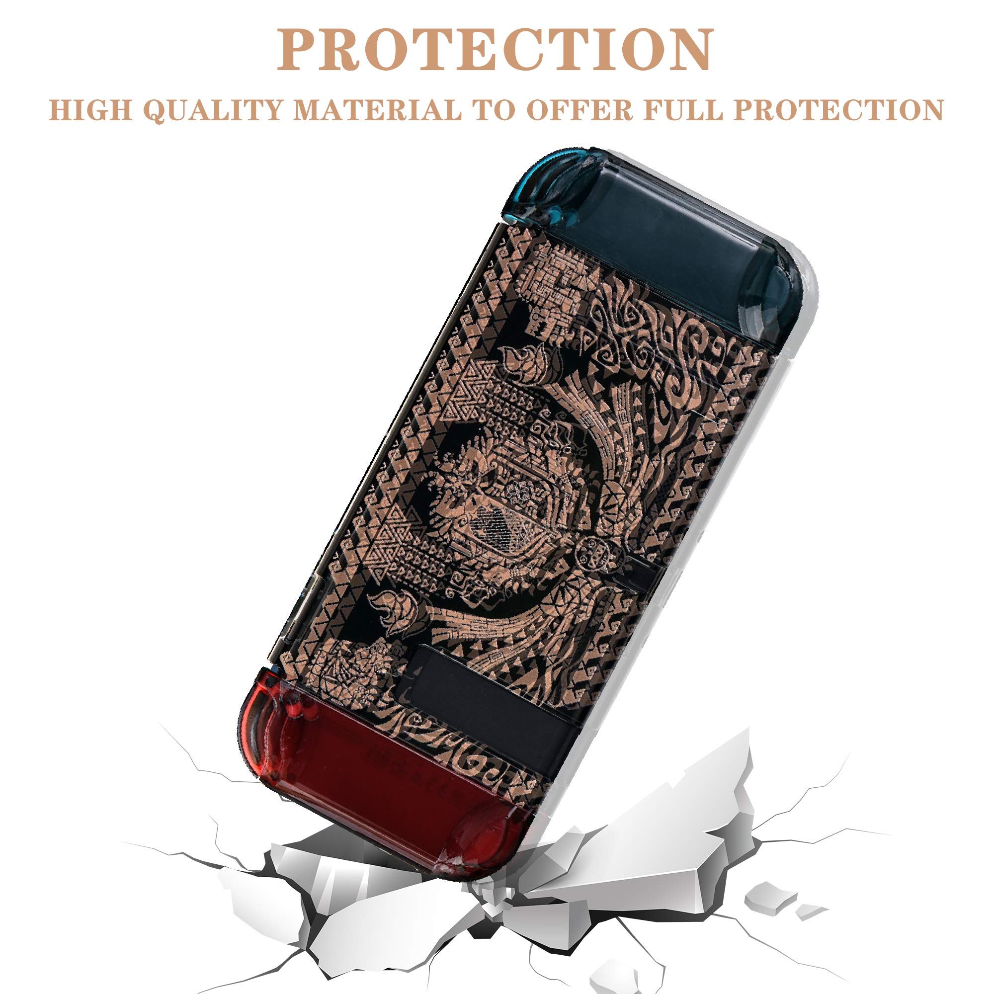 Case for Nintendo Switch - for Monster Hunter Rise Theme, FANPL Hard Shell Protective Case Cover for Nintendo Switch and Joy Con Controller (Black Gold)
