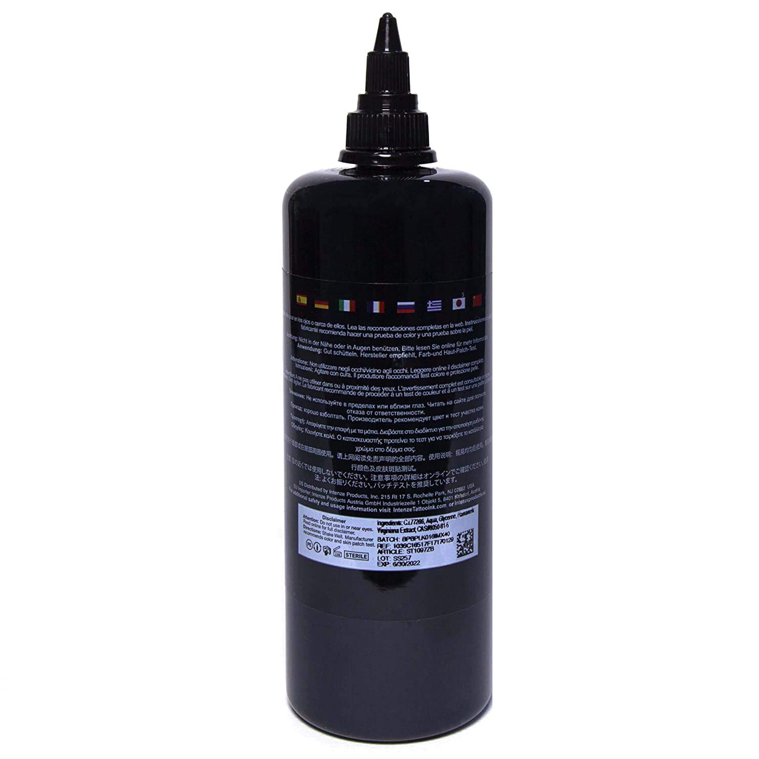 ZUPER Black Tattoo Ink by INTENZE 12 oz Sterilized with Certification and 100% Vegan. Original and Direct from Manufacturer