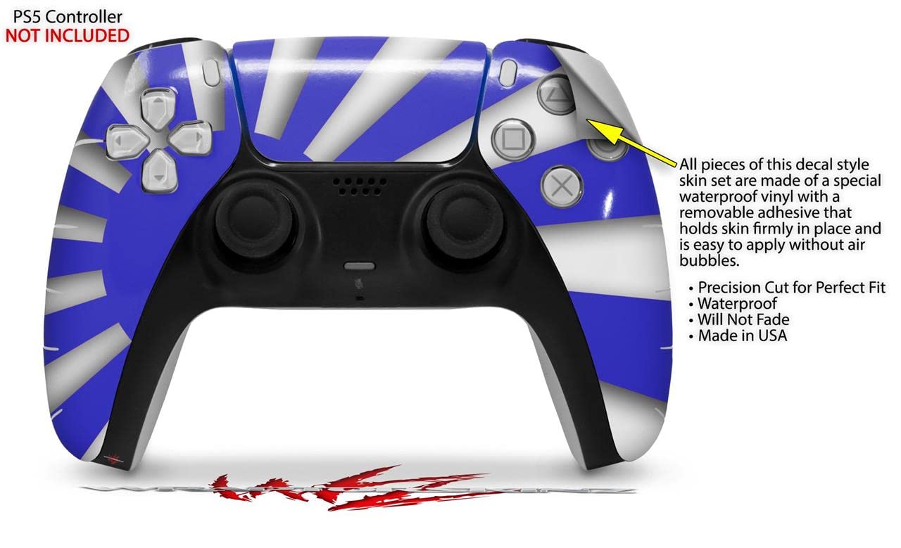 WraptorSkinz Skin Wrap compatible with Sony PS5 DualSense Controller Rising Sun Japanese Flag Blue (CONTROLLER NOT INCLUDED)