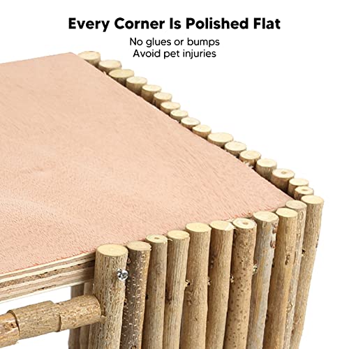 HEEPDD Wooden Small Pet Hideout, Breathable Fence Small Animal Hideout Hut with Platform for Hamster Guinea Pig Bunny Chinchilla