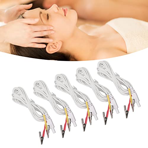 Crocodile Clip Cord, Sturdy PVC 5pcs Potable Size White Copper Foil Wire Therapeutic Crocodile Clip for Slimming Massager