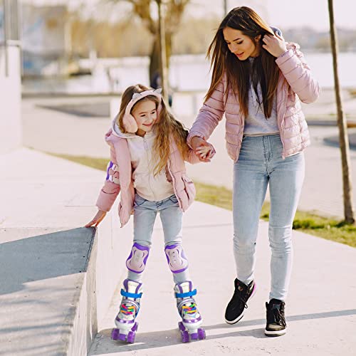 Hawkeye Roller Skates for Girls, 4 Sizes Adjustable Roller Skates for Kids Girls Boys Outdoor Indoor with Light up Wheels (Purple S)