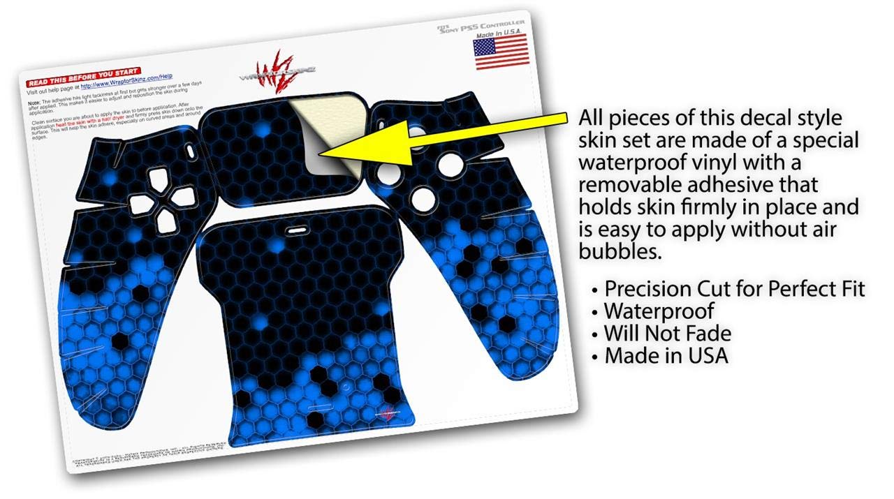 WraptorSkinz Skin Wrap compatible with Sony PS5 DualSense Controller HEX Blue (CONTROLLER NOT INCLUDED)