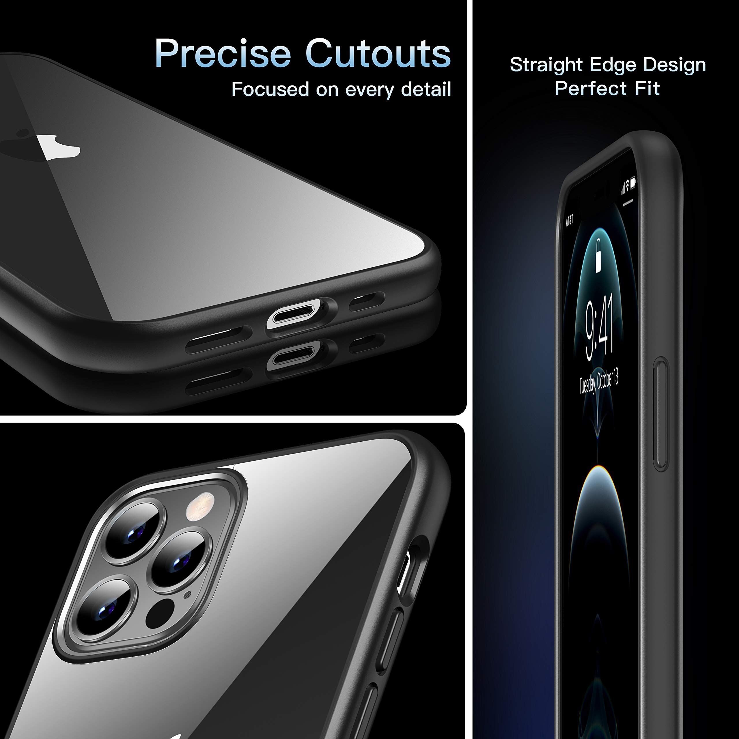 CASEKOO Crystal Clear Designed for iPhone 12 Pro Max Case, [Not Yellowing] [Military Grade Drop Tested] Shockproof Protective Phone Case Slim Thin Cover 5G 6.7 inch 2020, Black