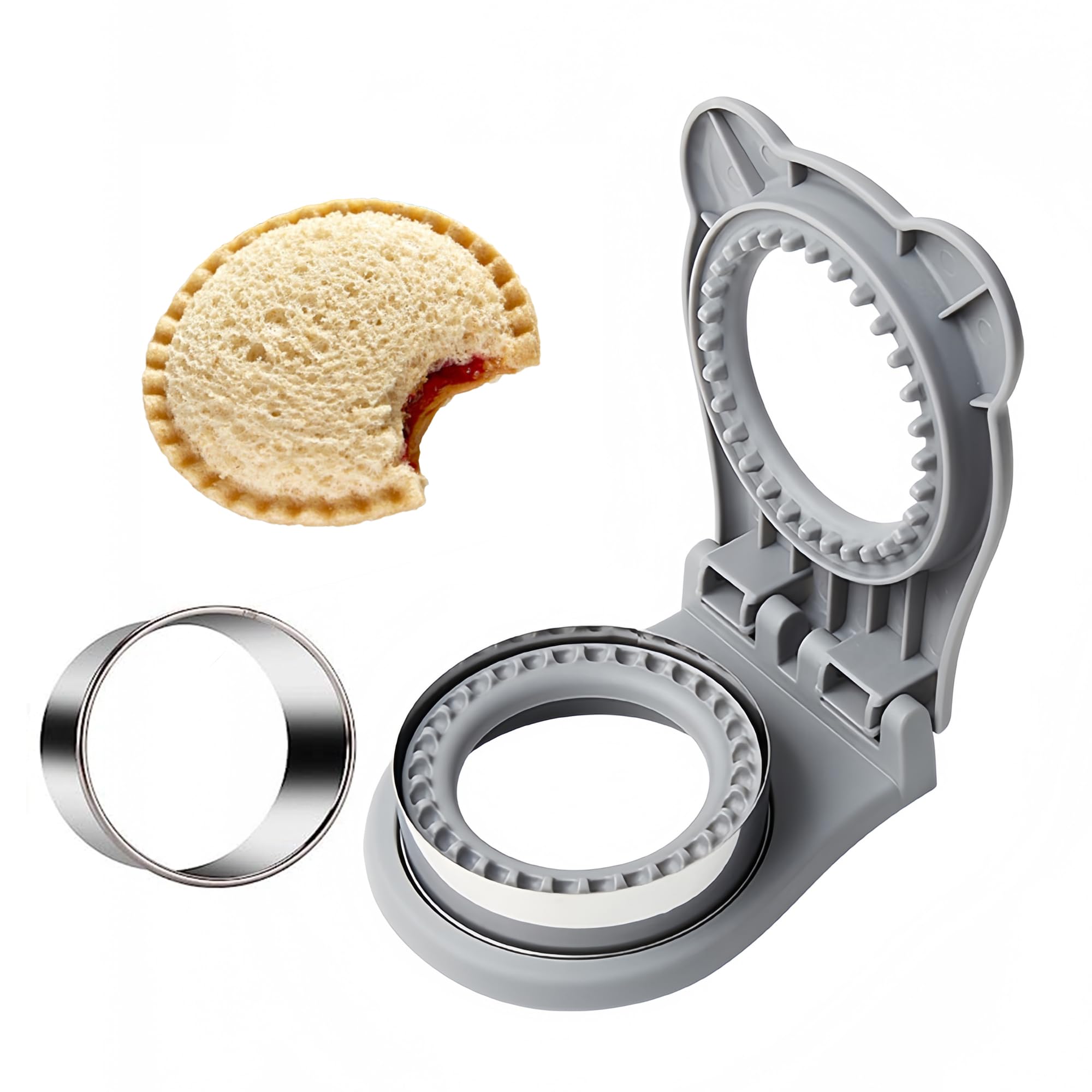 BOSIDETOOL Sandwich Cutter and Sealer, Decruster Sandwich Maker for kids lunch Uncrustable Sandwich Maker,Easy for School Lunchbox and Bento Box Grey