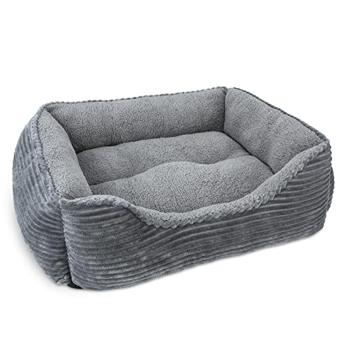 INVENHO Small Dog Beds, Rectangle Dog Beds for Large Medium Small Dogs, Durable Washable Dog Sofa Bed, Breathable Puppy Bed, Calming Orthopedic Dog Beds Cat Bed with Non-Slip Bottom (20''x19''x6'')
