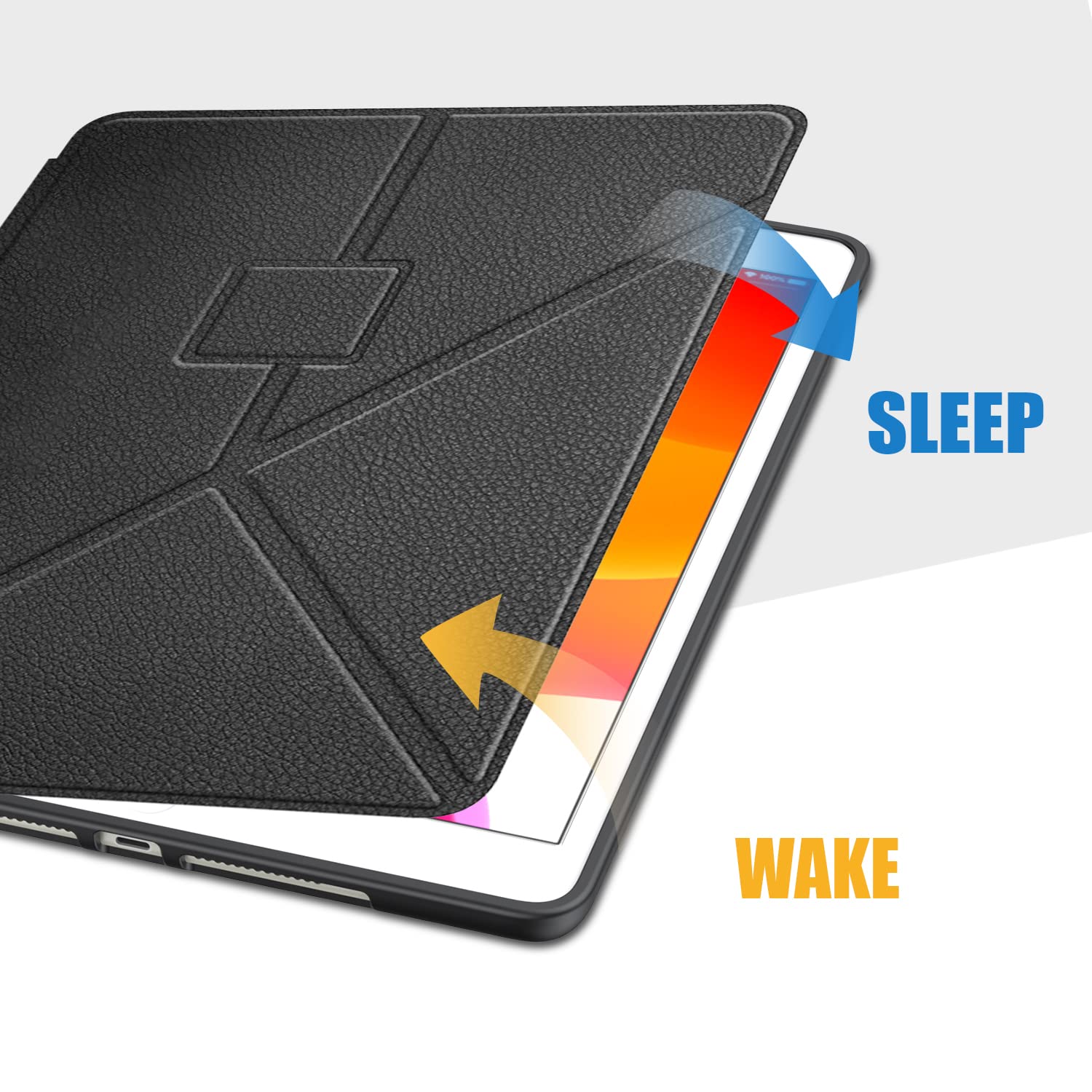 E NET-CASE Case for iPad 9th/8th/7th Generation 10.2 Inch with Pencil Holder, Multi Angle Magnetic Auto Sleep/Wake Cover for iPad 10.2 inch 2021/2020/2019 Model (Black)