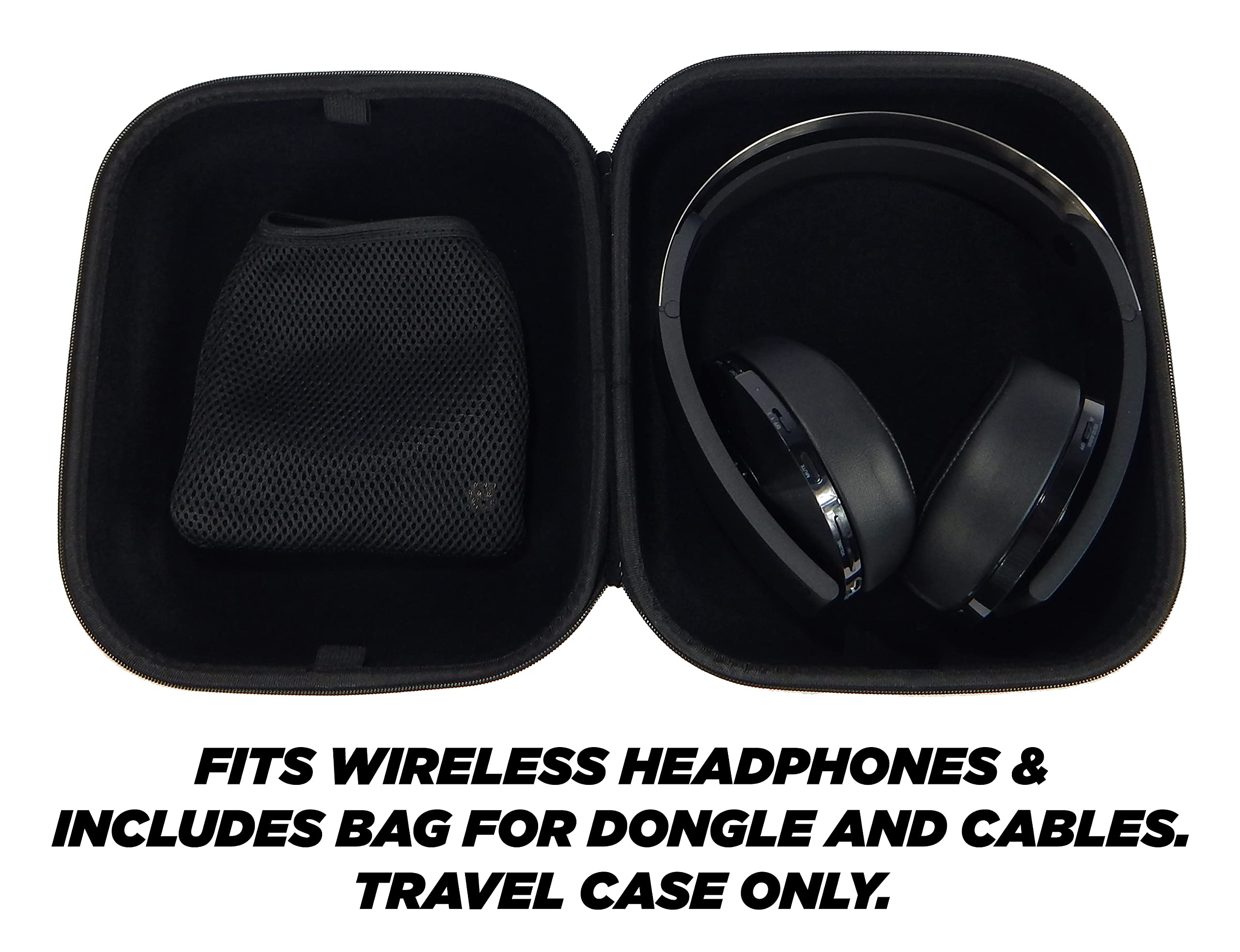 CASEMATIX Gaming Headset Travel Case Compatible with Sony PS5 PULSE 3D Wireless Headset, Platinum Wireless Headset for PS4 with Dongle, Cables and Accessories, Case Only
