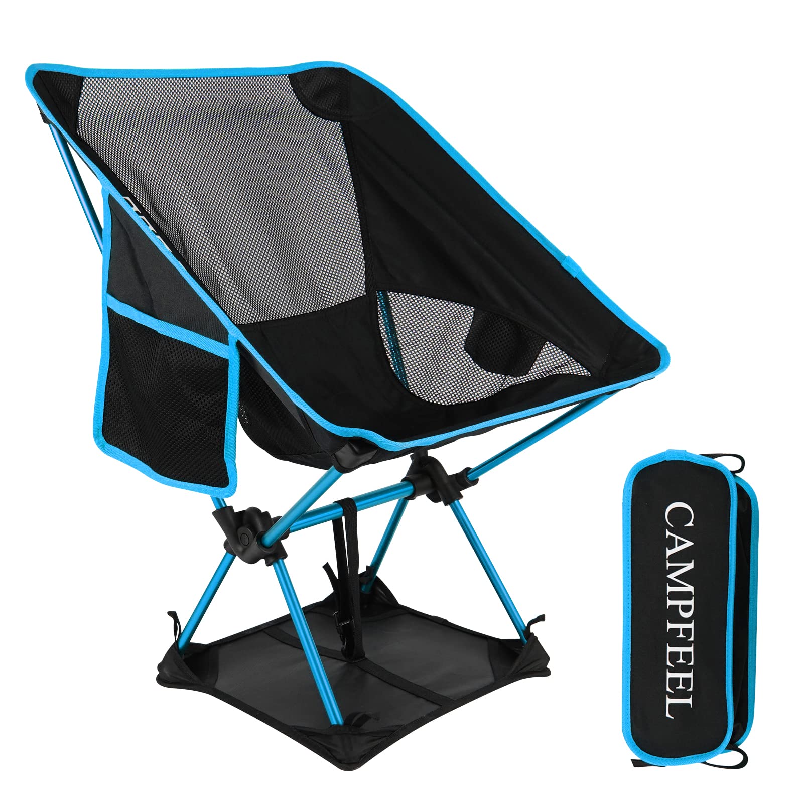 CAMPFEEL Camping Chairs Compact Portable Folding Chair,Heavy Duty 230lb Capacity with Side Pockets Packable Lightweight Backpacking for Hiking/Picnic/Beach