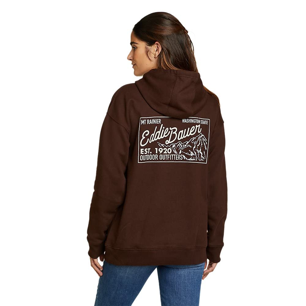 Eddie Bauer EB Signature Postcard Graphic Pullover Hooded Sweatshirt, Chocolate, X-Large